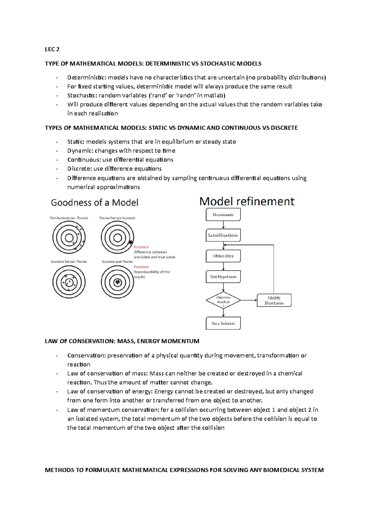 LEC 2 - LEC 1 - LEC 2 TYPE OF MATHEMATICAL MODELS: DETERMINISTIC VS ...