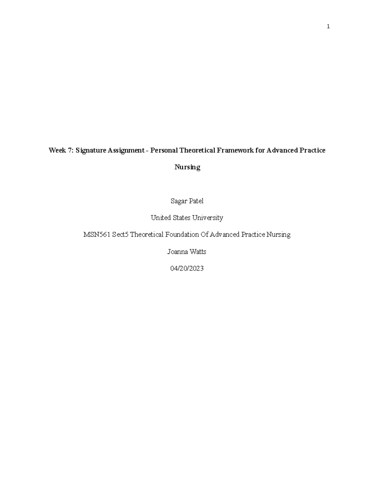 Week 7 - discussion - Week 7: Signature Assignment - Personal ...