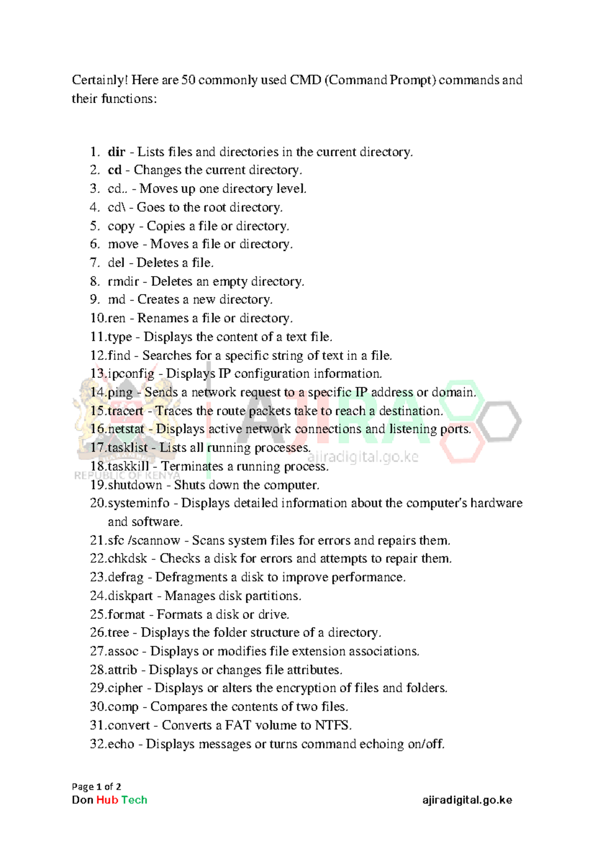 COMPUTER PACKAGES - Page 1 of 2 Don Hub Tech ajiradigital.go Certainly ...