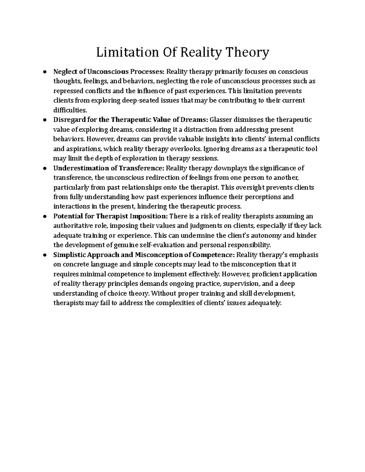 Limitation Shortcomings Of Reality Theory - Limitation Of Reality ...