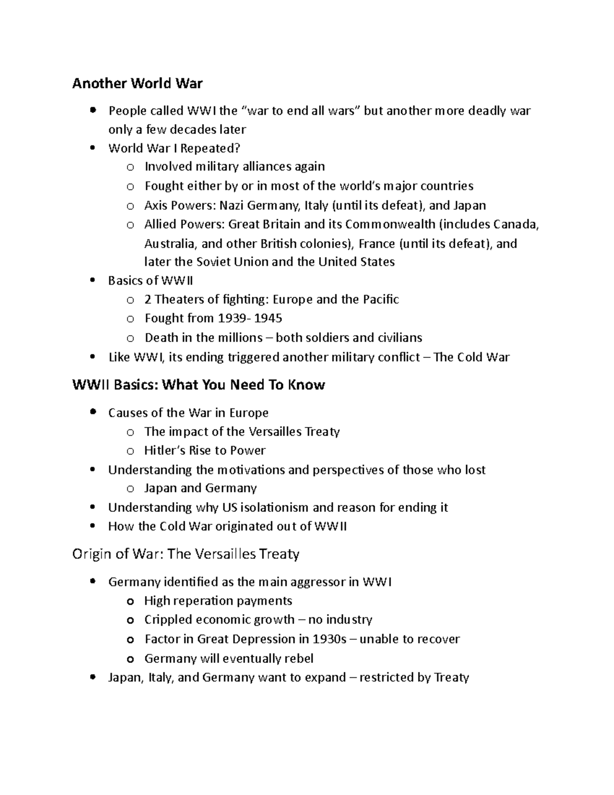 Understanding WWII Powerpoint Notes - Another World War People called ...