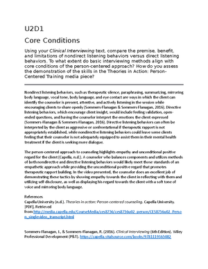 Cf u03a1 Furnish - week 3 - Unit 3: Intake, Clinical Assessment, and ...
