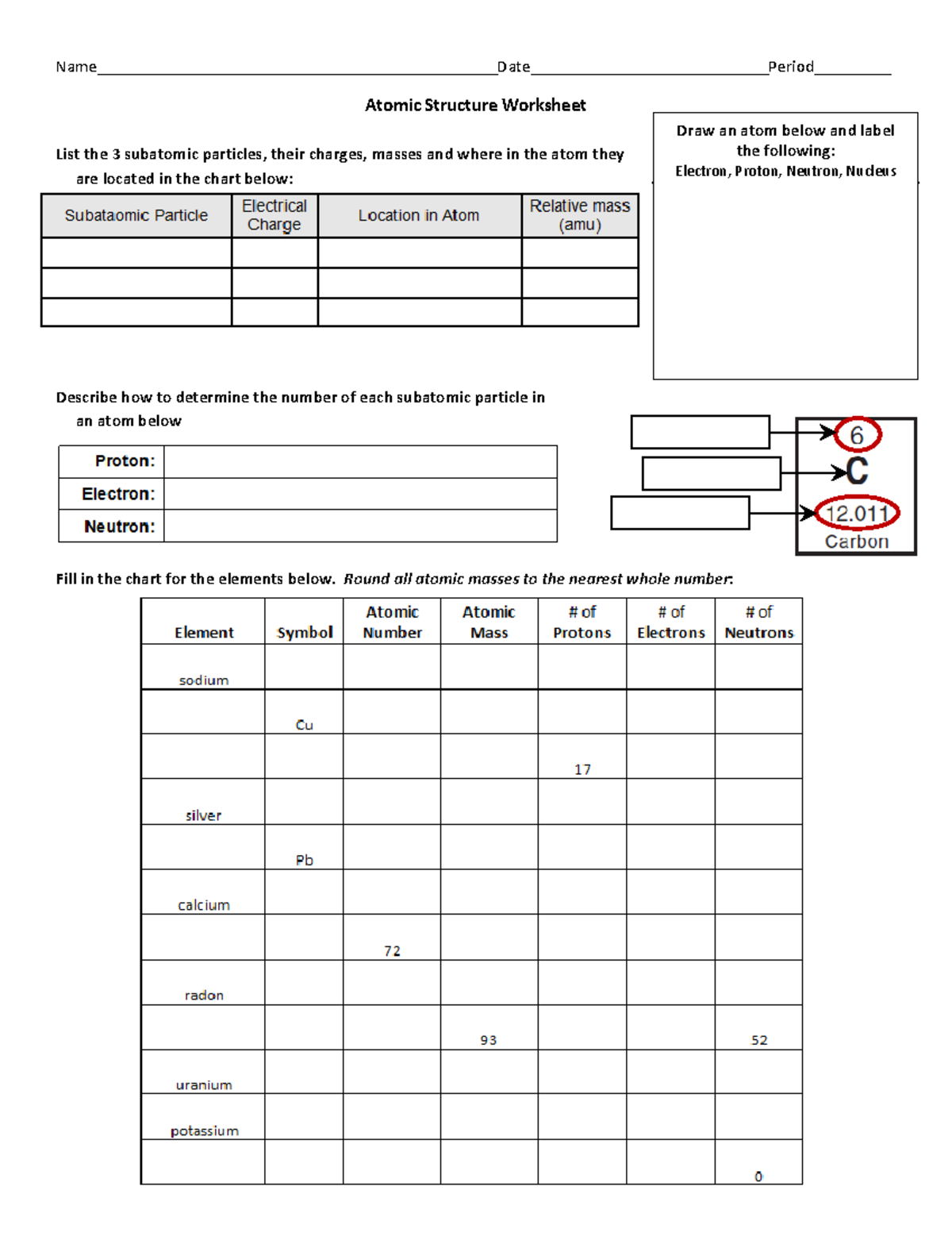 Atomic structure practice - - Studocu
