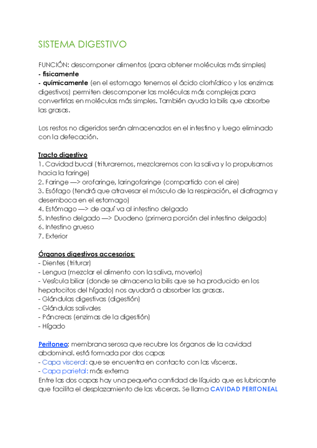 Sistema Digestivo - SISTEMA DIGESTIVO FUNCIÓN: descomponer alimentos ...