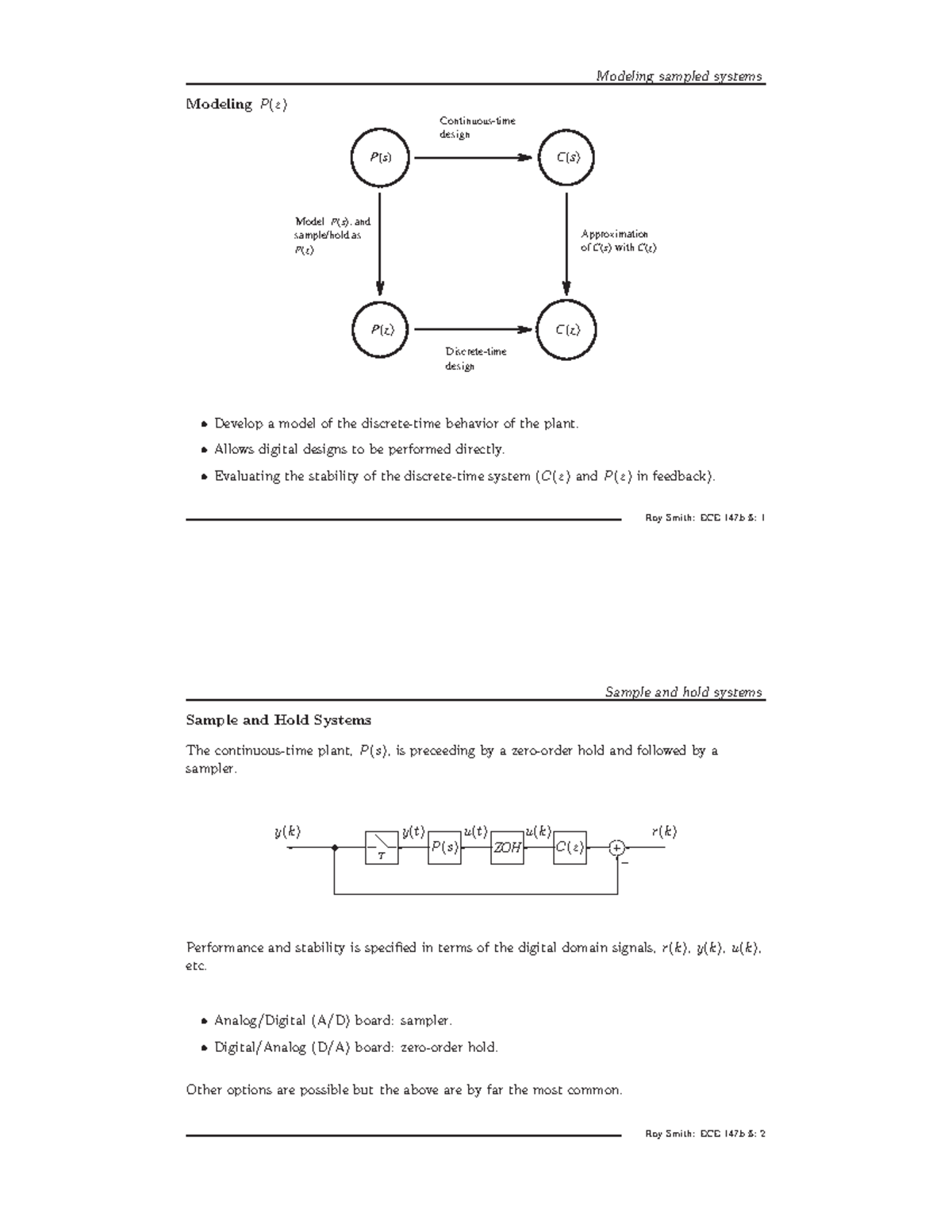 Lecture 5 small - ENGR401 - Sample and hold systems Sample and Hold ...
