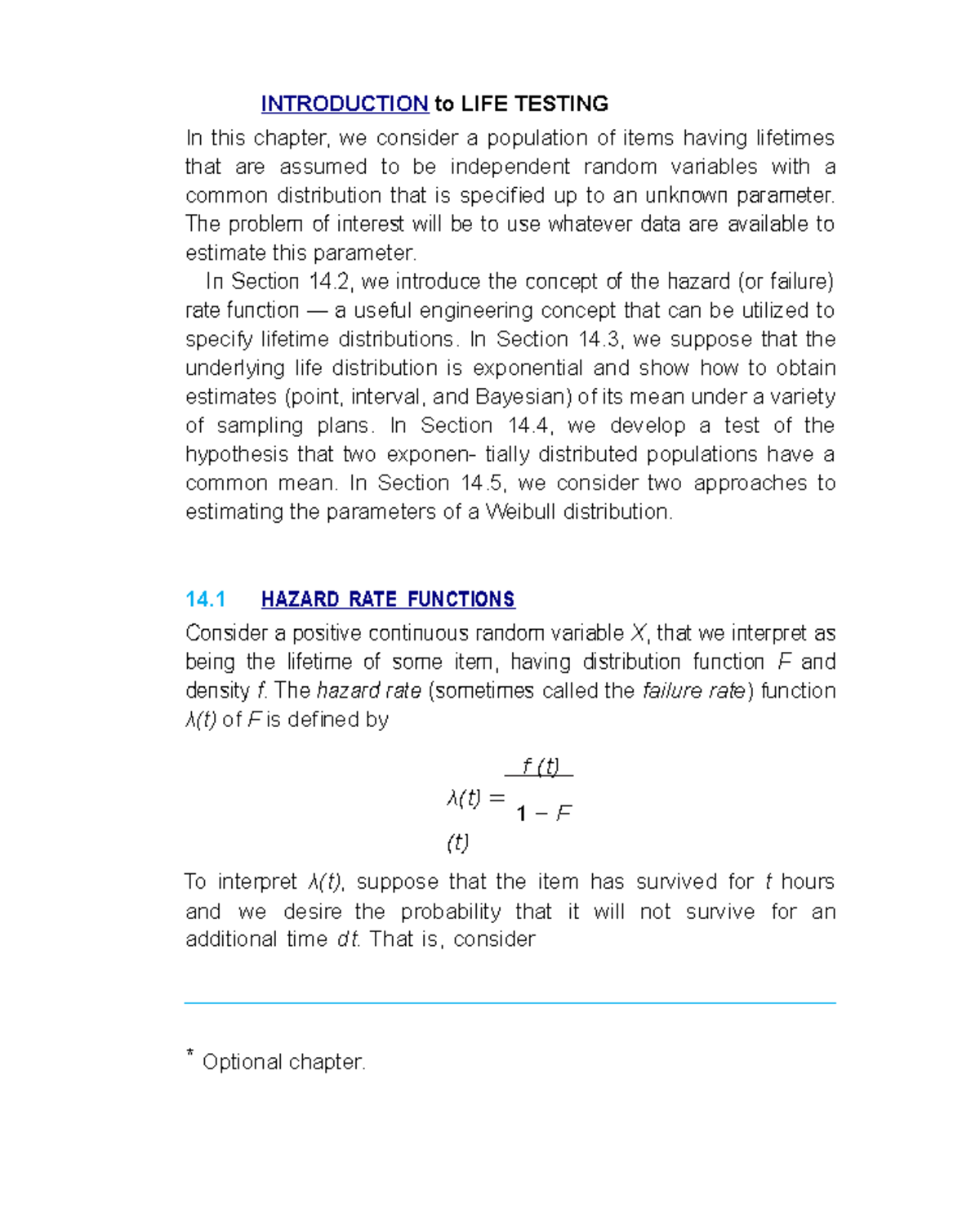 Introduction to LIFE Testing - INTRODUCTION to LIFE TESTING In this ...