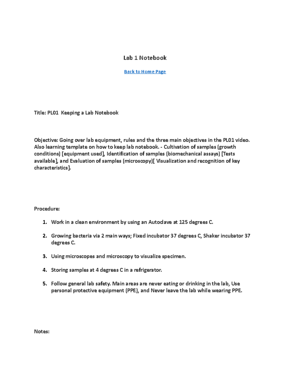 BIOD171 Microbiology Lab Notebook NO NAME - Lab 1 Notebook Back to Home ...