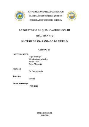Informe Nº1 Síntesis de colorantes azoicos - Síntesis de colorantes ...