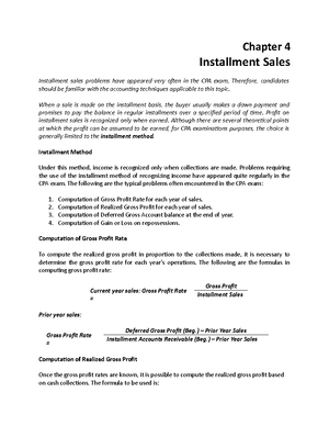 Installment sales reviewer problems and solutions-2021-2022 - Financial Accounting - Studocu