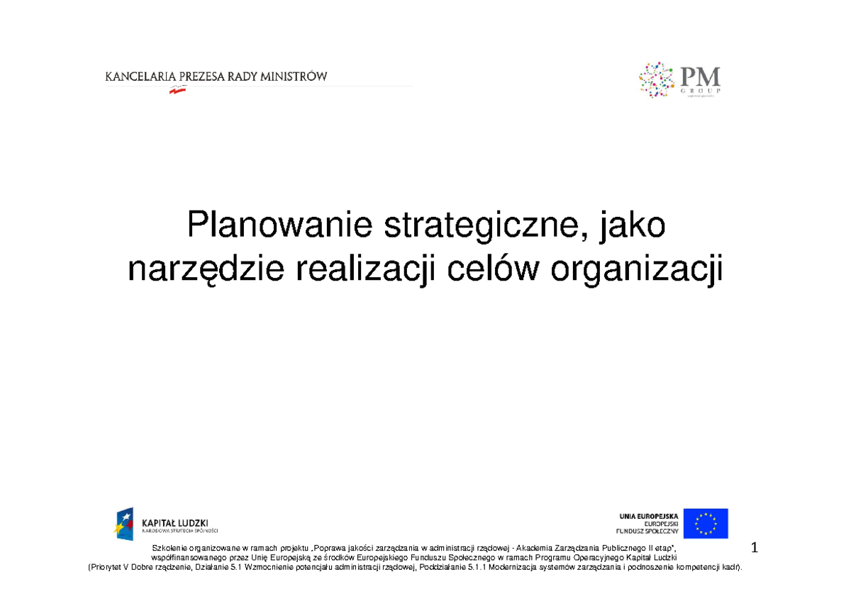 Planowanie strategiczne – prezentacja - Planowanie strategiczne, jako ...