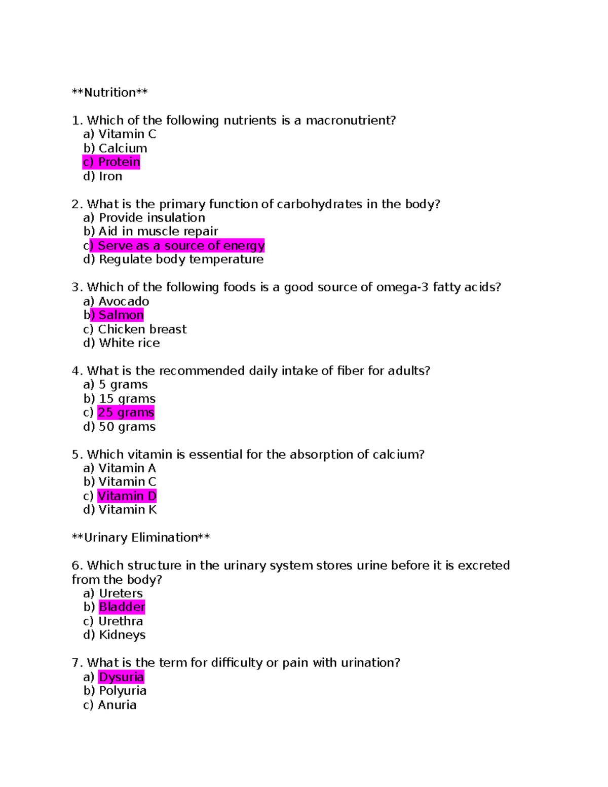 Practice questions - Nutrition Which of the following nutrients is a ...