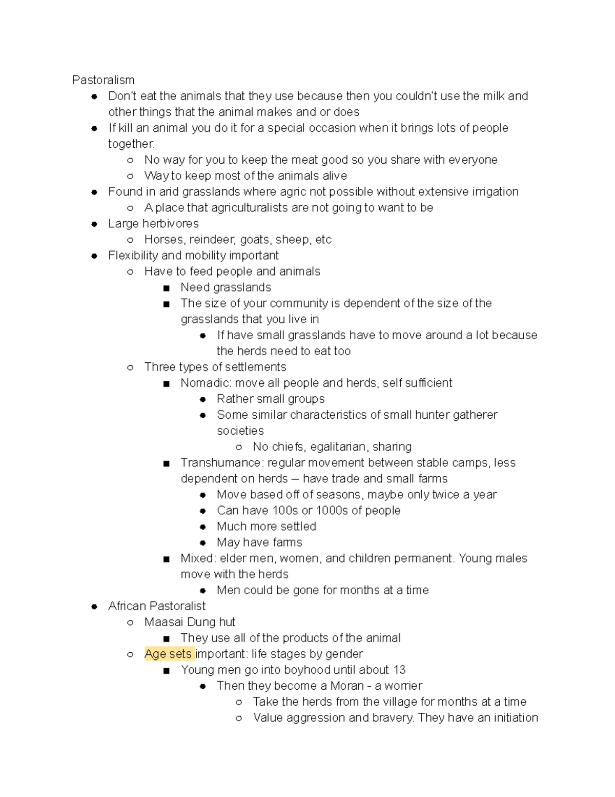 Anth 101 Pastoralism - Dr. Joyce - Pastoralism Don’t eat the animals ...