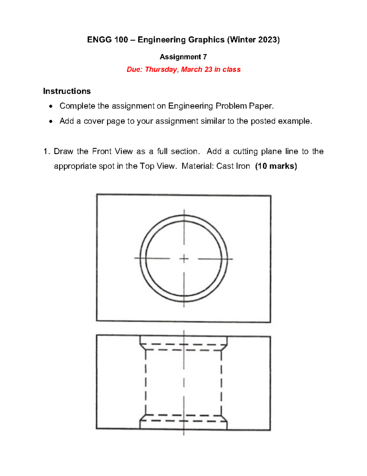 ENGG 100 A7 - W2023 - Assignment - ENGG 100 – Engineering Graphics ...