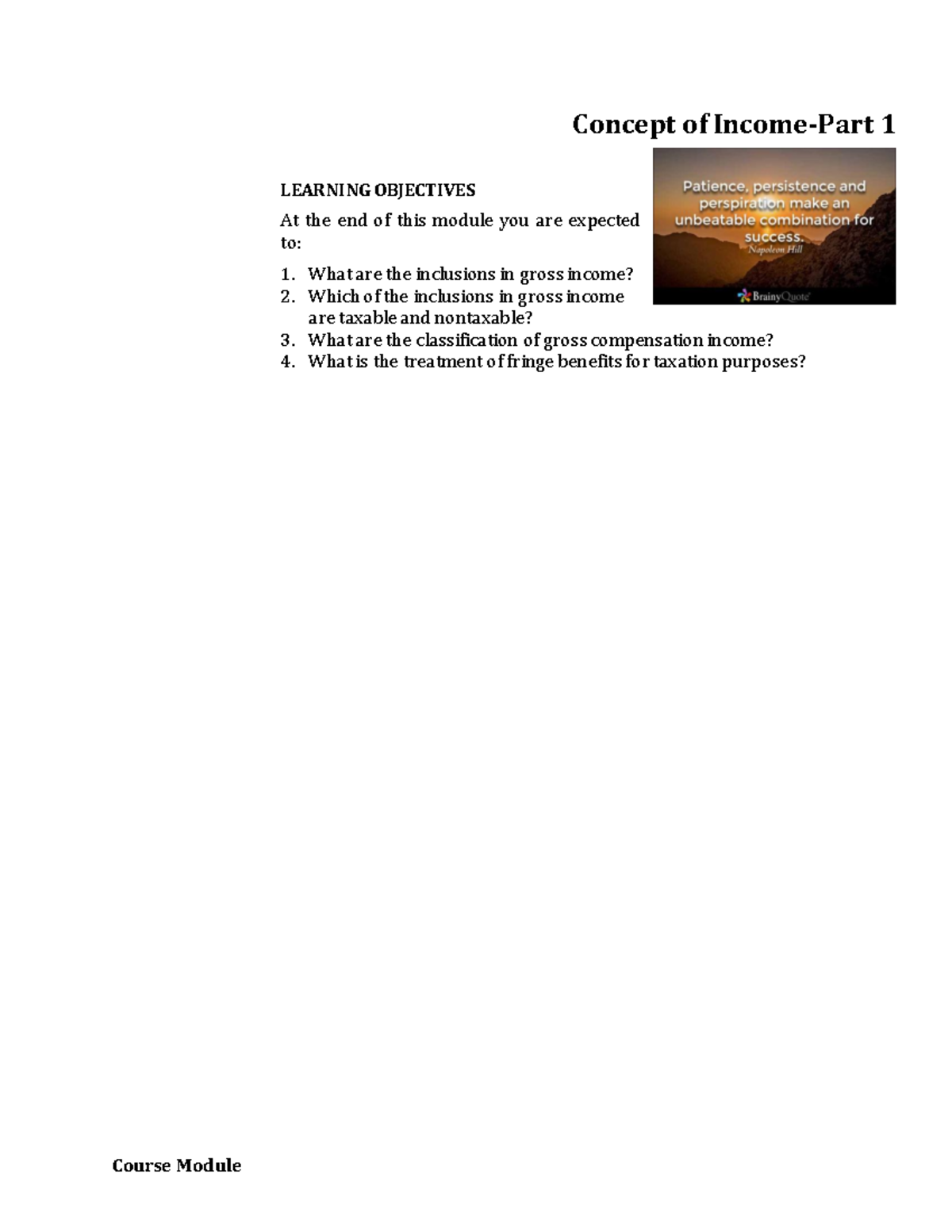 15. W6-Module Concept of Income-Part 1 - Course Module Concept of ...