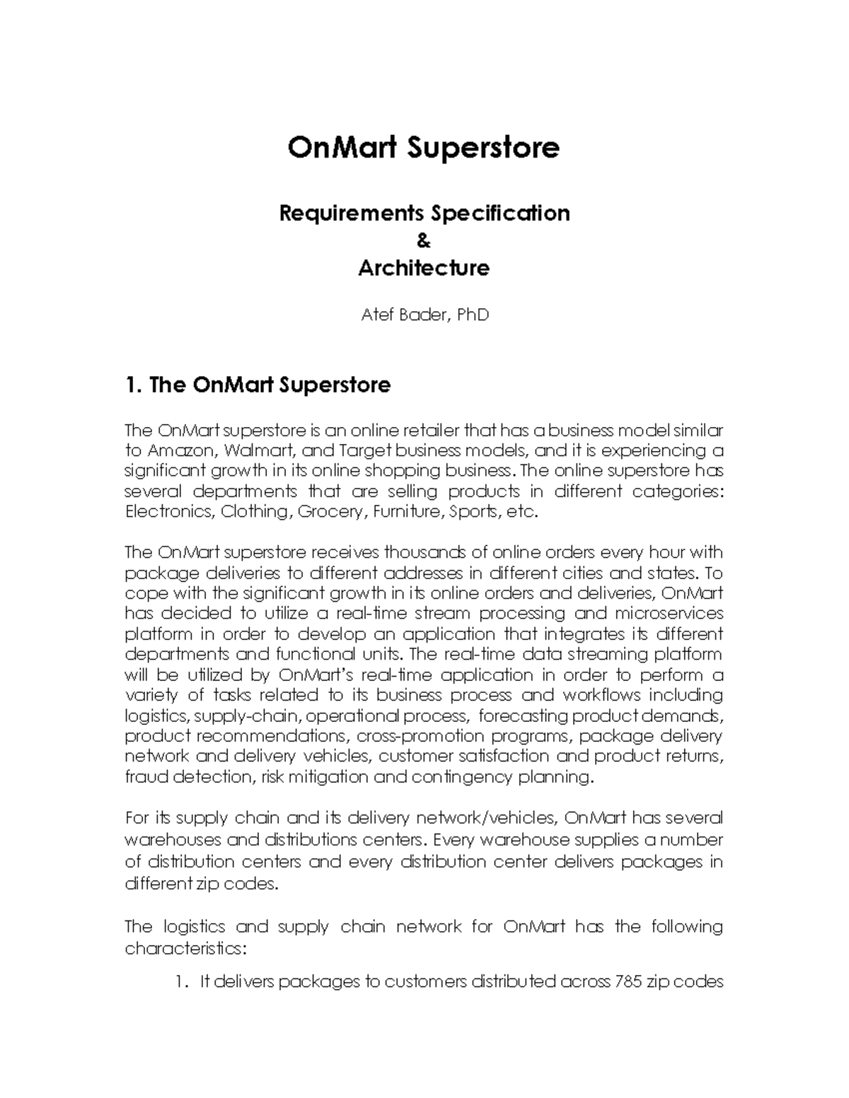 On Mart Requirements Specifications 2 - OnMart Superstore Requirements ...