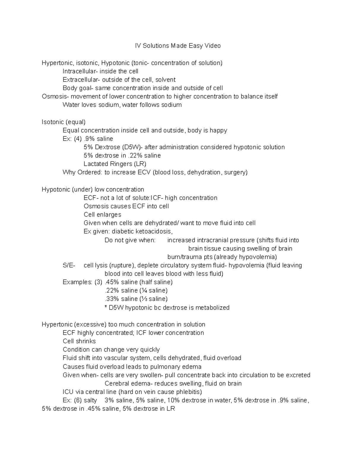 IV Solutions Made Easy Video - IV Solutions Made Easy Video Hypertonic ...