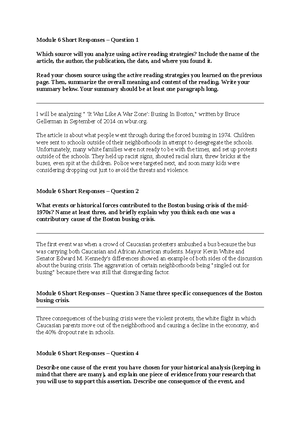 Mod 8 short responses - Module 8 Short Responses – Question 1 Consider ...