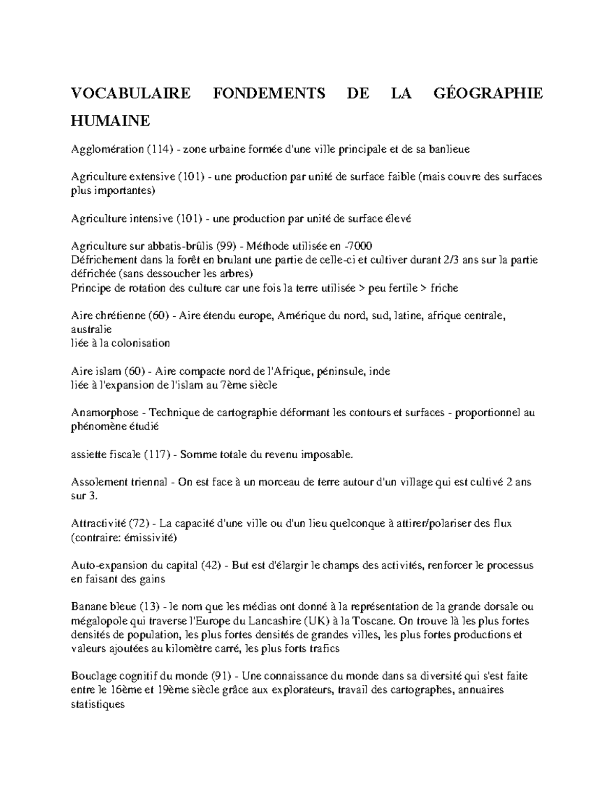 Vocabulaire fondements de la géographie humaine - VOCABULAIRE ...