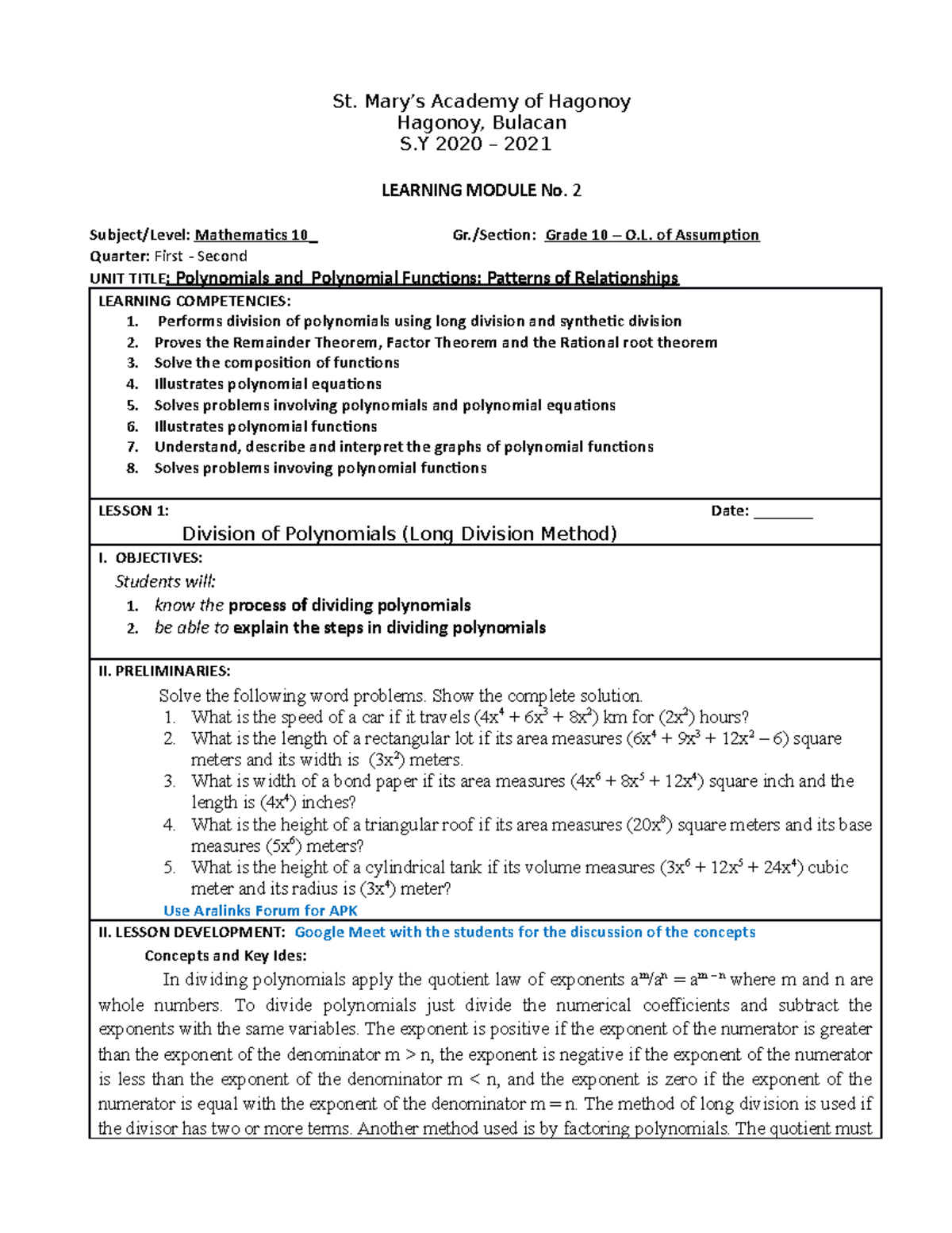Math-10-1st-Quarter- Learning-Module-No-2.-Lessons-1-9 - St. Mary’s ...