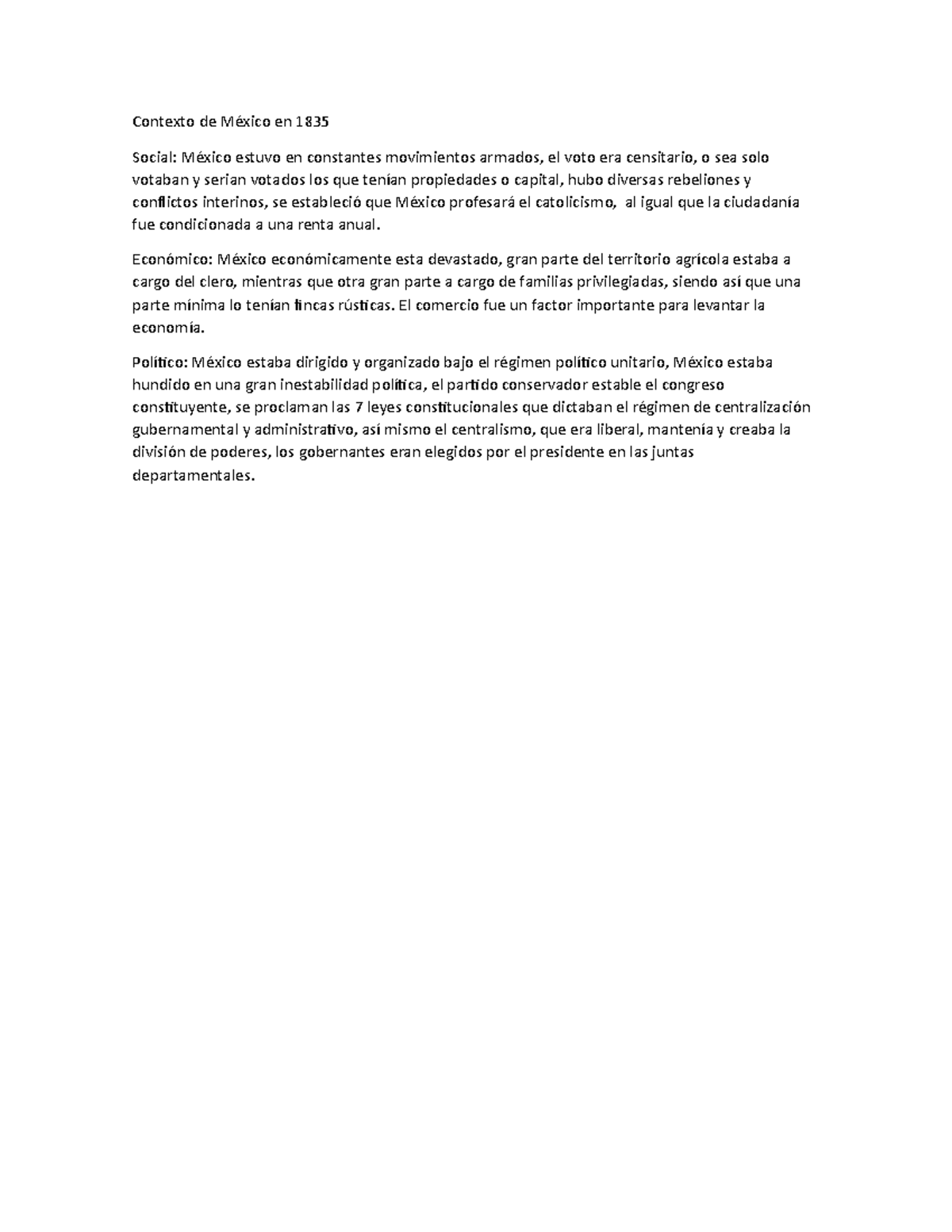 Contexto de México en 1835 - Contexto de México en 1835 Social: México ...