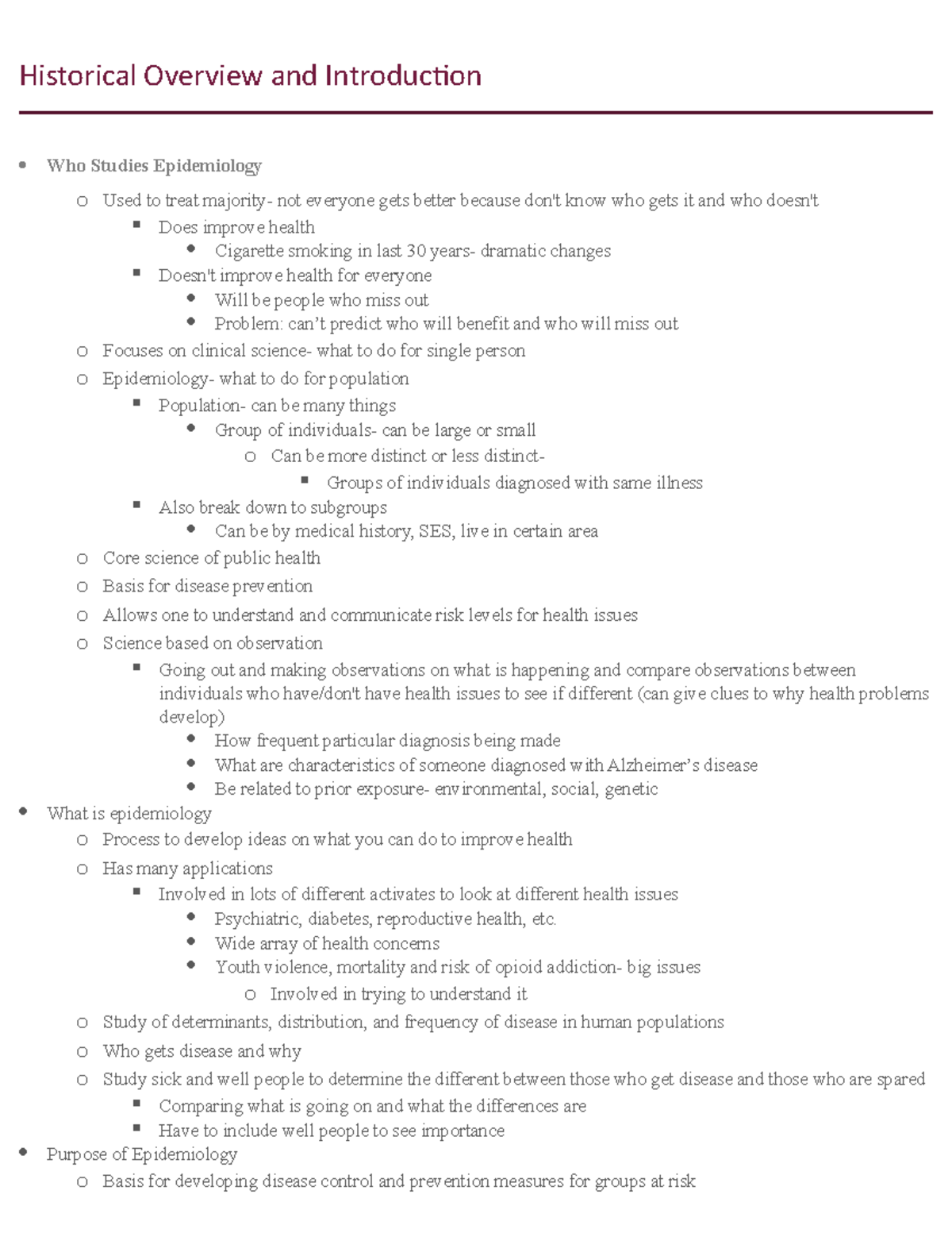 Historical Overview and Introduction - Wide array of health concerns ...