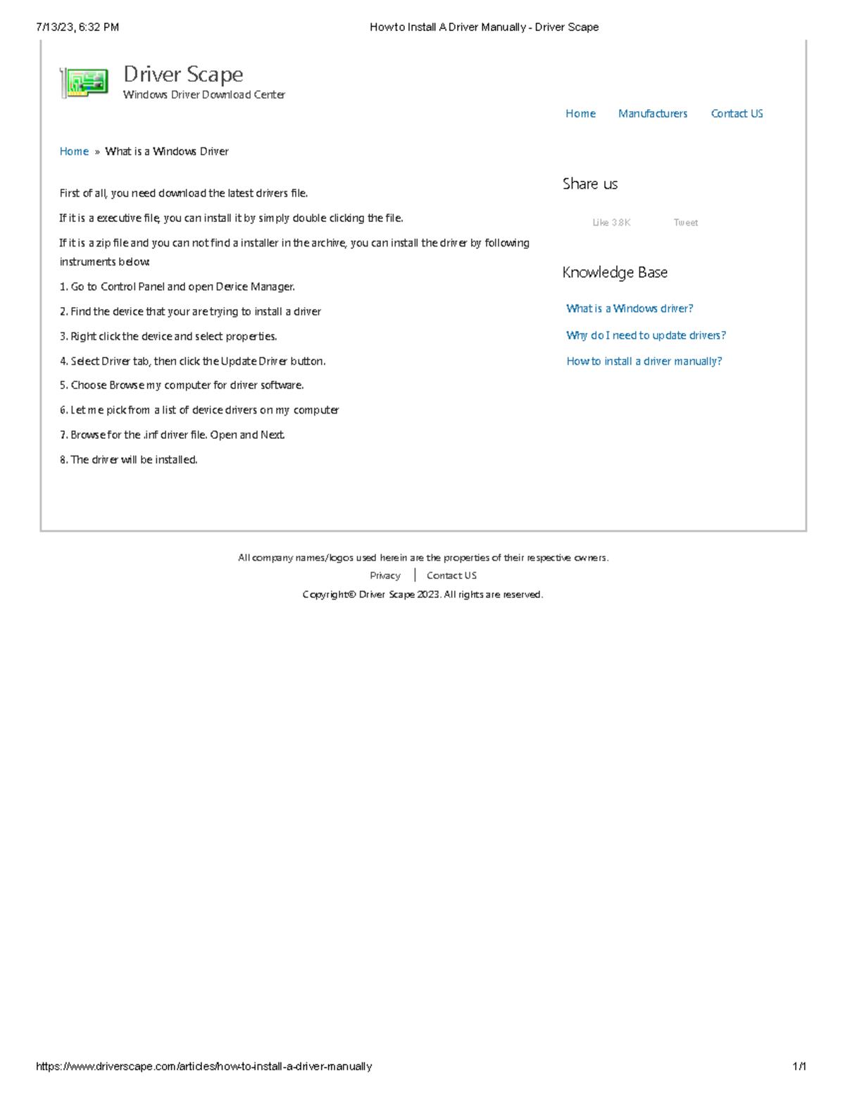 How to Install A Driver Manually - Driver Scape - If it is a executive ...