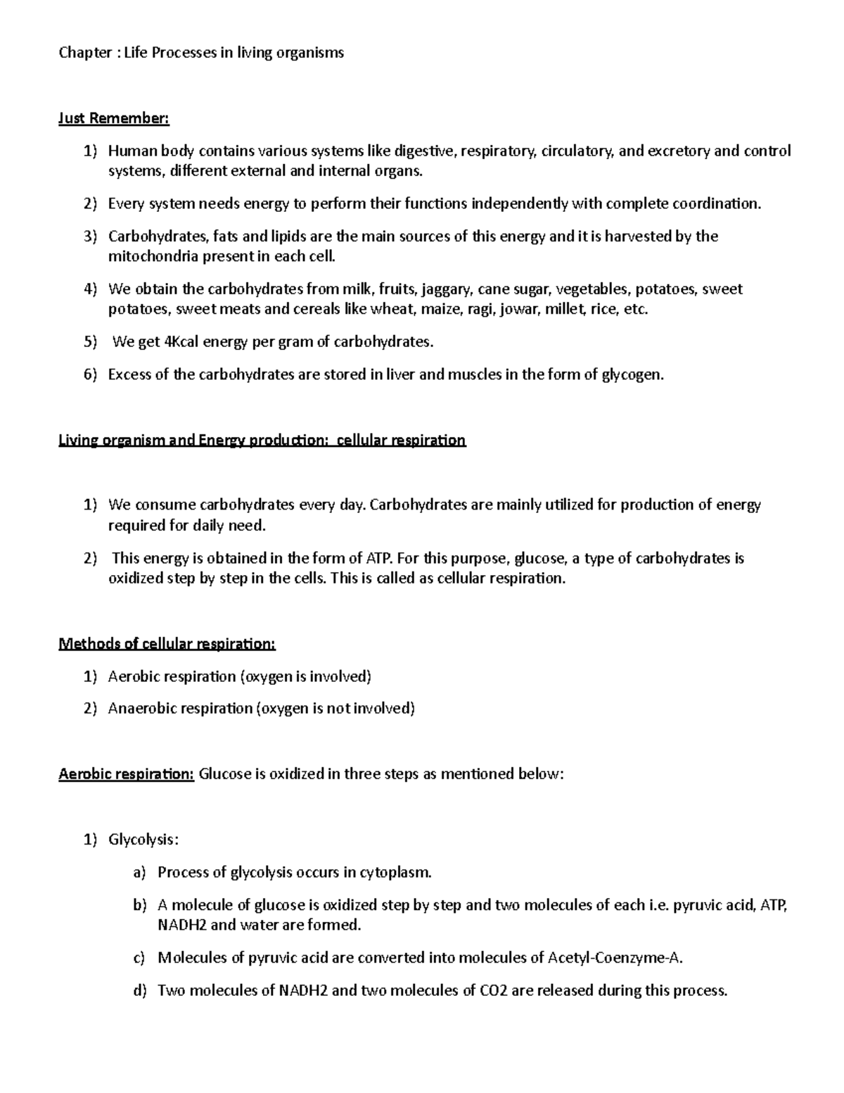 Science - Life Processes - Chapter : Life Processes in living organisms ...