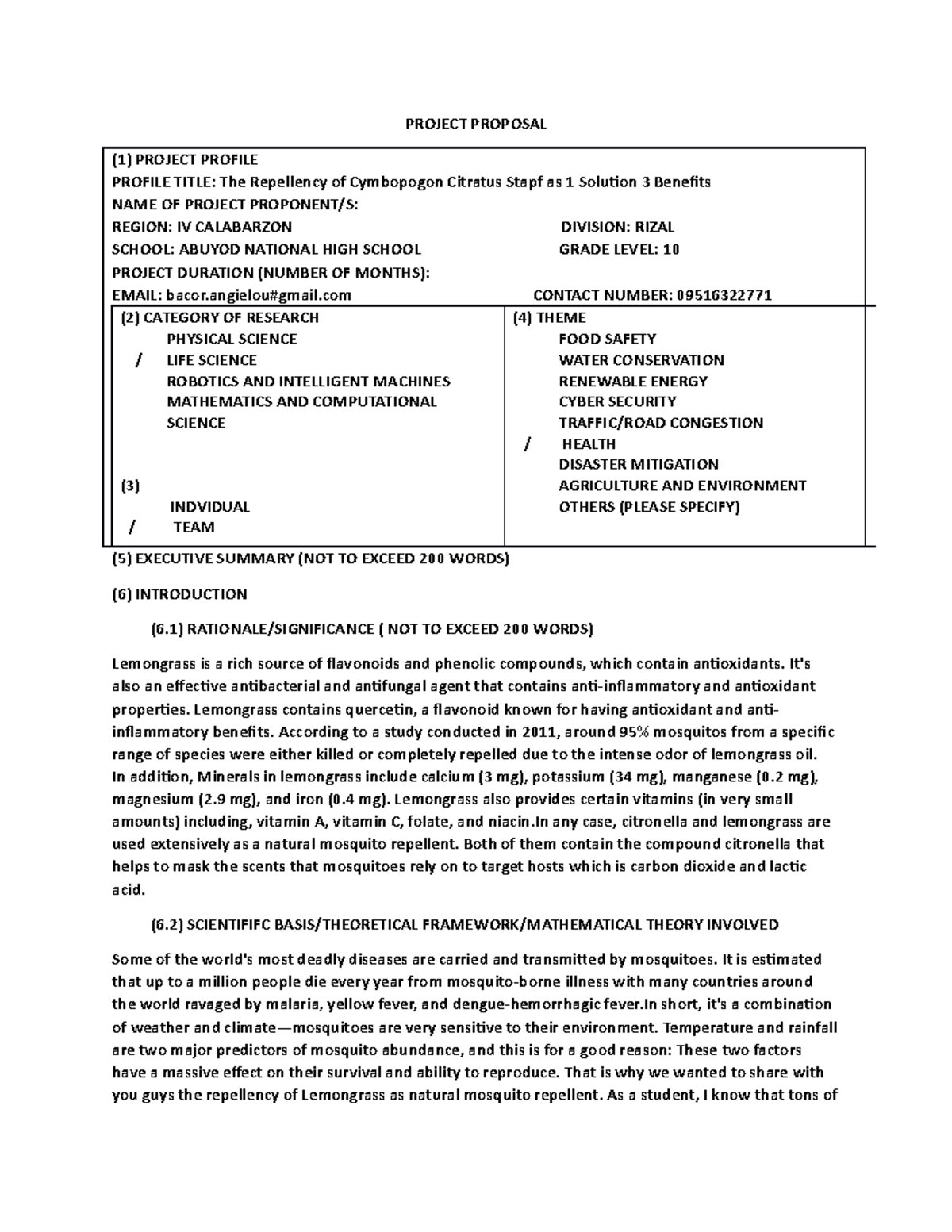 Project- Proposal - PROJECT PROPOSAL (1) PROJECT PROFILE PROFILE TITLE ...
