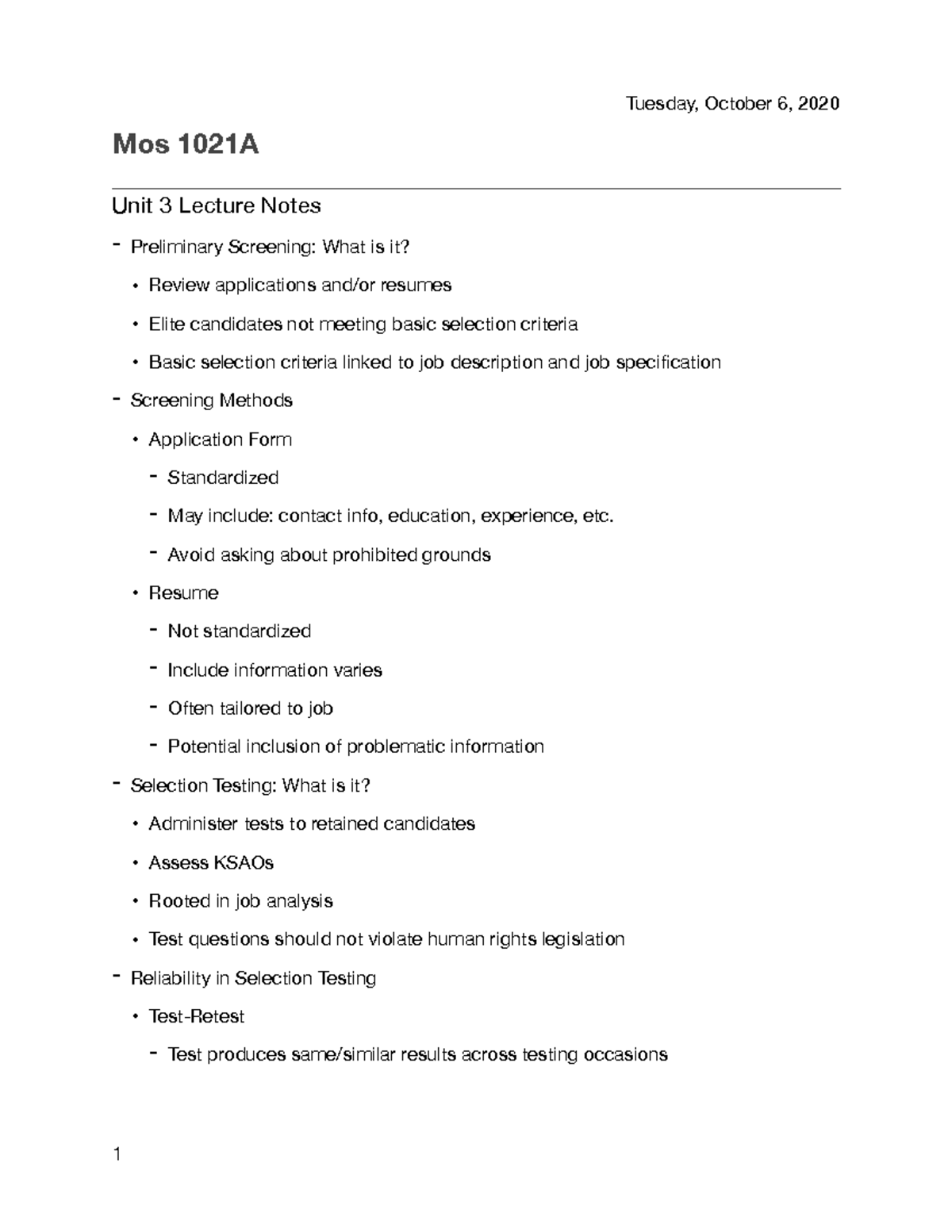 Mos1021A Unit 3 Lecture Notes PDF - Mos 1021A Unit 3 Lecture Notes ...