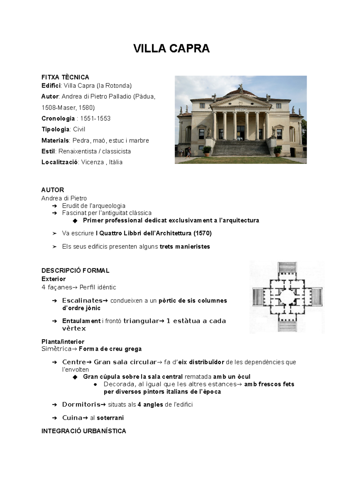 Villa Capra arquitectura - VILLA CAPRA FITXA TÈCNICA Edifici: Villa ...
