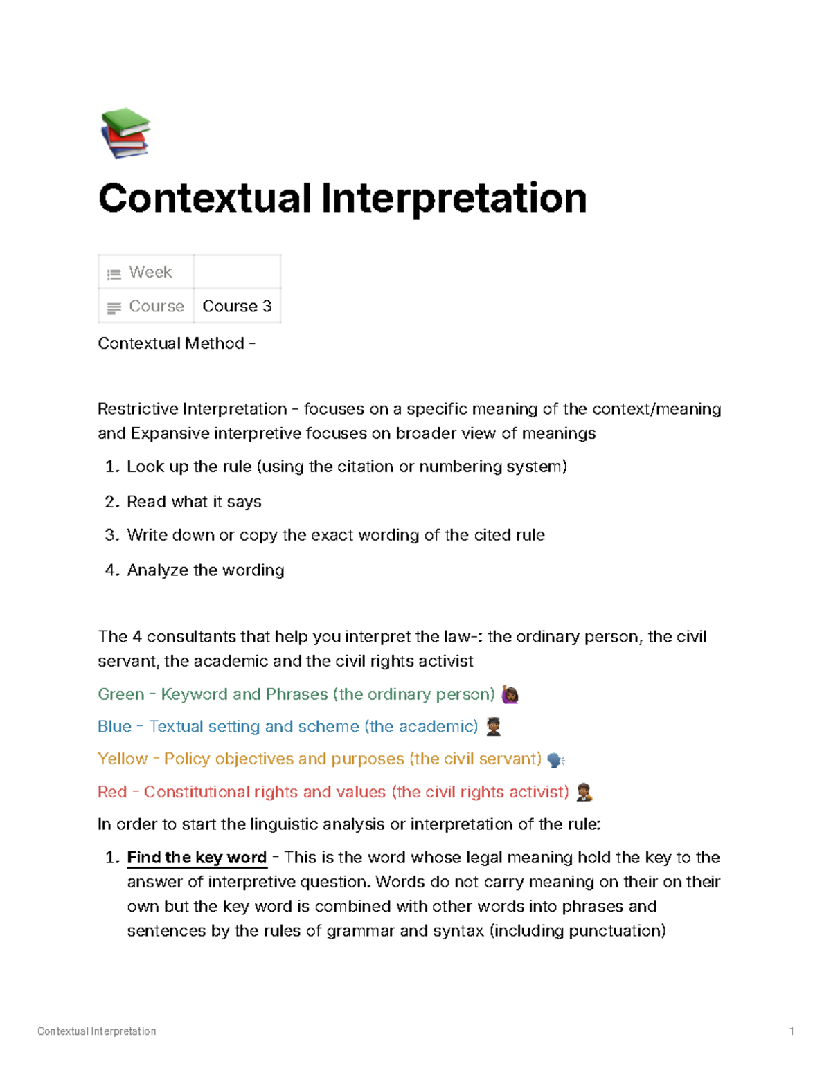 Contextual int - exam notes - 📚 Contextual Interpretation Week Course ...