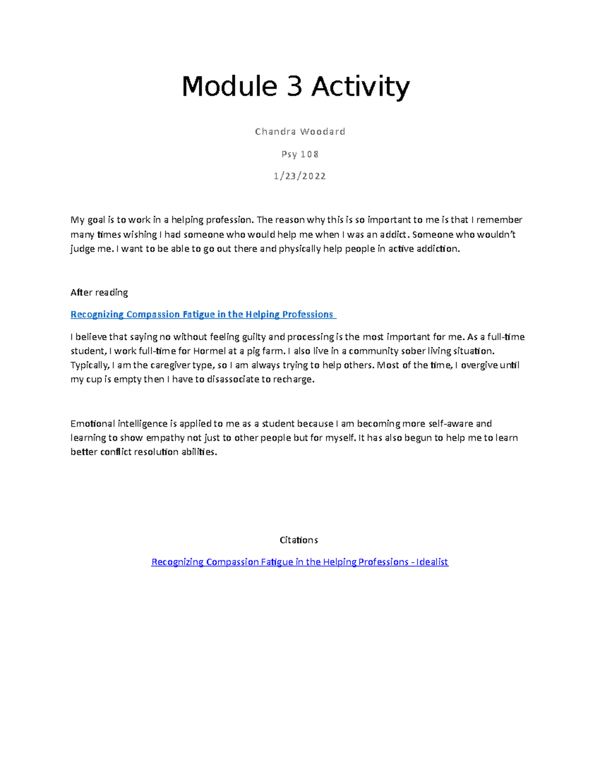 Module 3 activity for statistics - Module 3 Activity Chandra Woodard ...