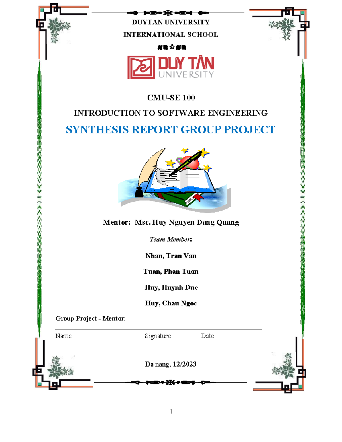 Template Group Project CMU-SE 101 - DUYTAN UNIVERSITY INTERNATIONAL ...