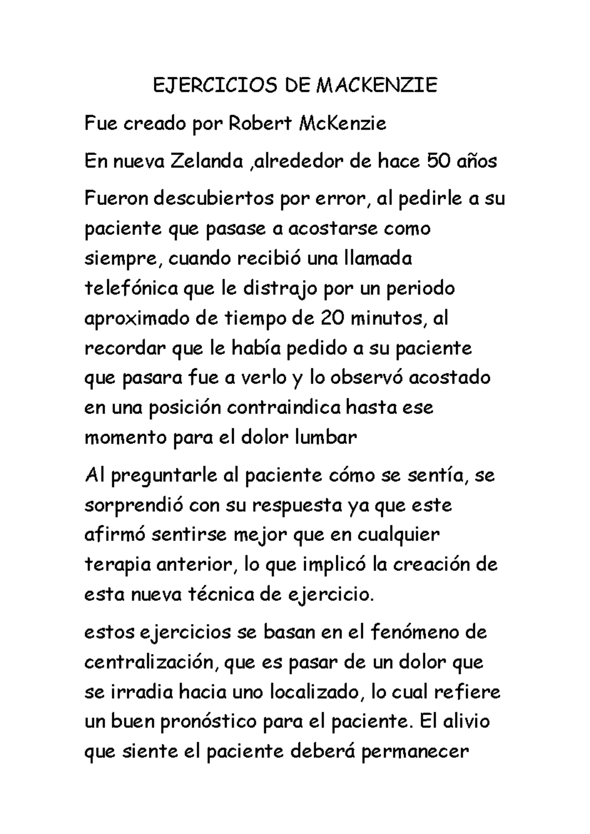 Ejercicios DE Mackenzie Exposicion - EJERCICIOS DE MACKENZIE Fue creado ...