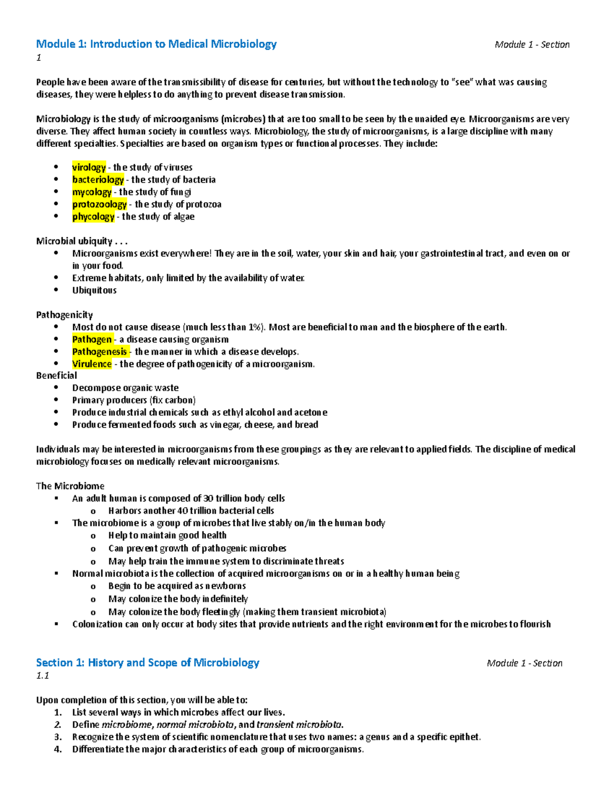 HLSC124 - Module 1 Notes - Module 1: Introduction to Medical ...