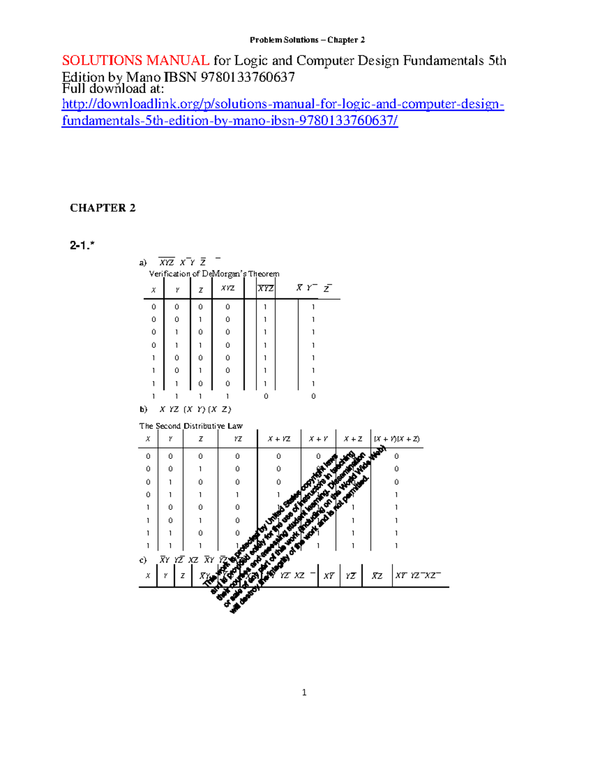 Ch2-DLD Problems - X Y Z XYZ ####### XYZ ####### X Y 0 0 0 0 1 1 0 0 1 0 1 1 0 1 0 0 1 1 0 1 1 0 ...