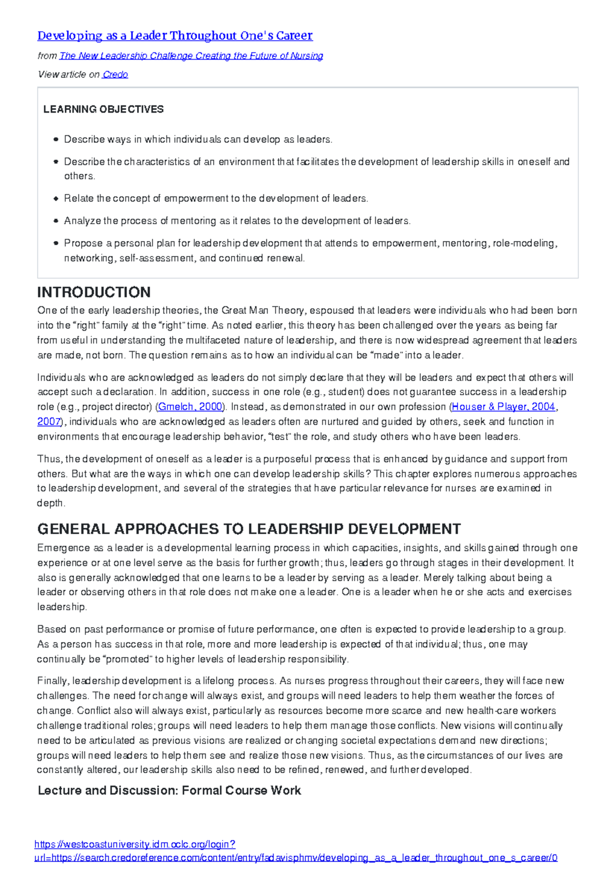 Developing as a leader throughout one s career - Developing as a Leader ...