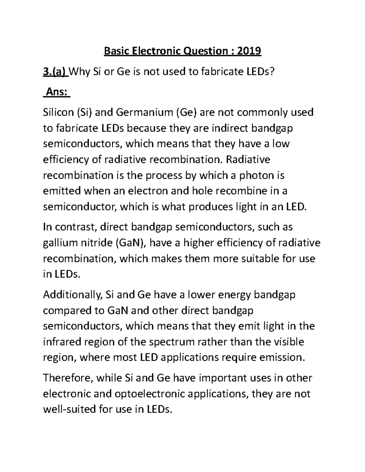 Basic Electronic Question Solution - Basic Electronic Question : 2019 3 ...
