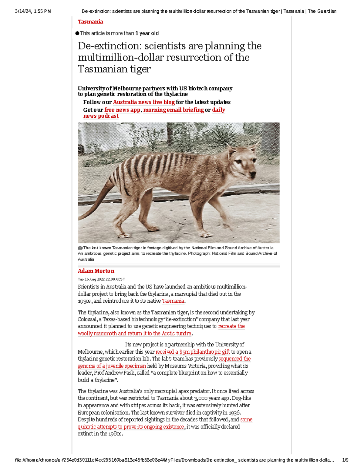 De-extinction scientists are planning the multimillion-dollar ...