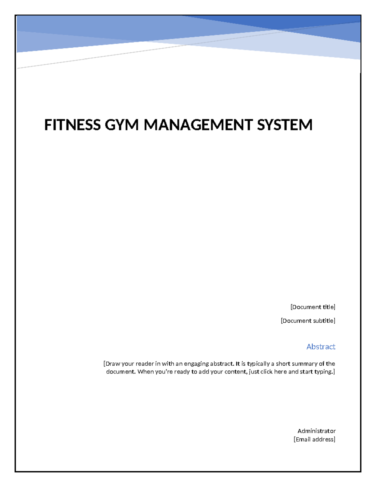 Fitness GYM Management System - FITNESS GYM MANAGEMENT SYSTEM [Document ...