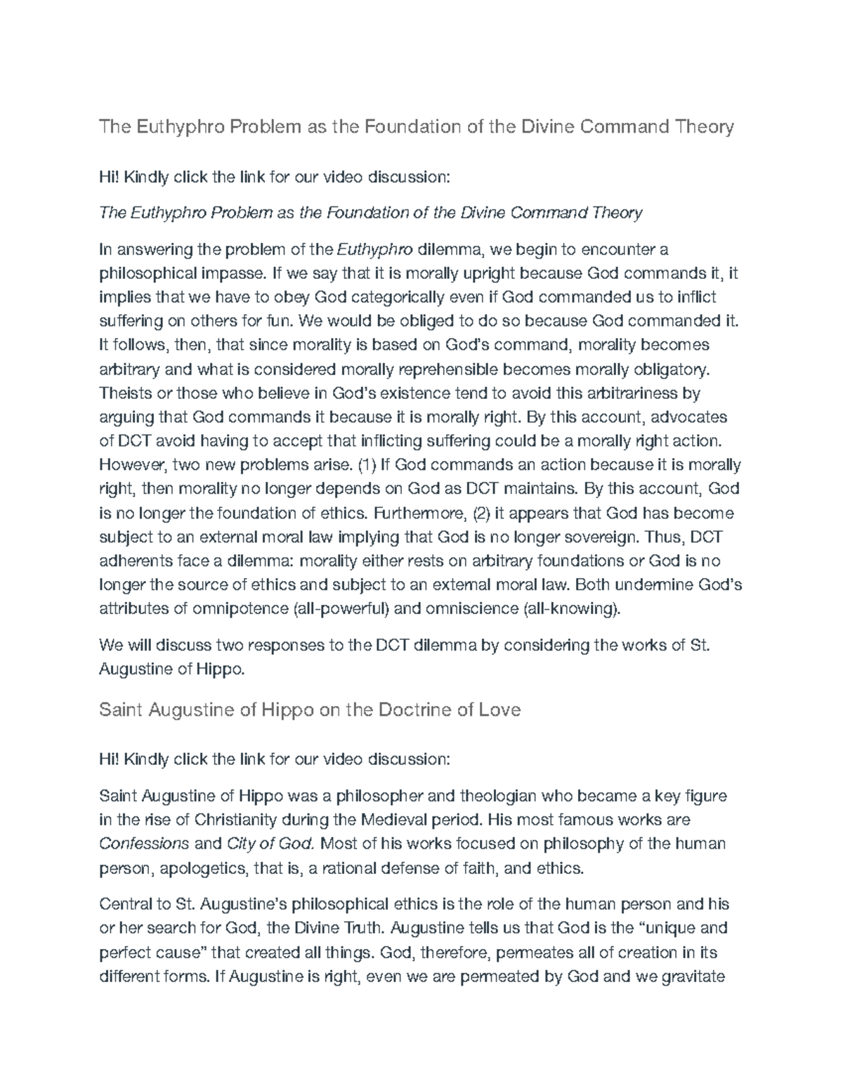 M2 Ethics - The Euthyphro Problem as the Foundation of the Divine ...