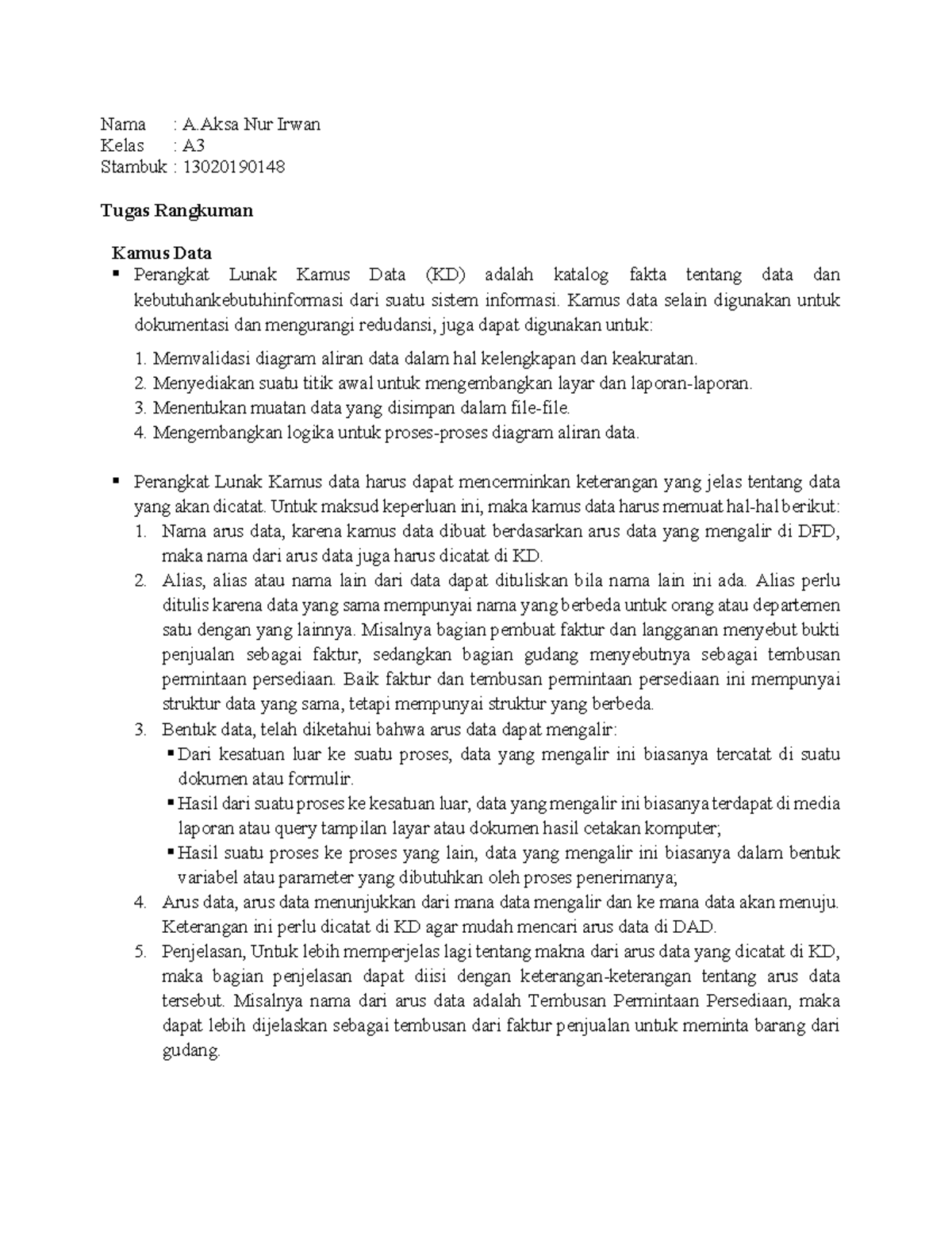 Software engineering introduction summary notes - Nama : A Nur Irwan ...