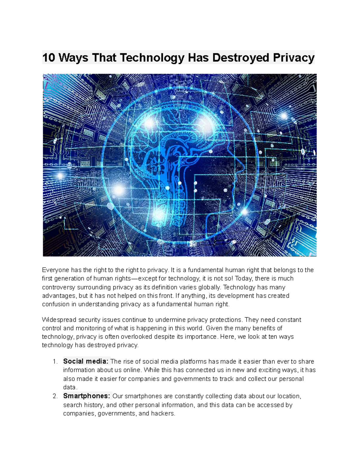 10 Ways That Technology Has Destroyed Privacy - It is a fundamental ...