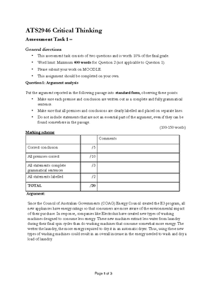 Tutorial 4 - Critical Thinking Topic 4: Identifying Assumptions Identifying unstated premises ...