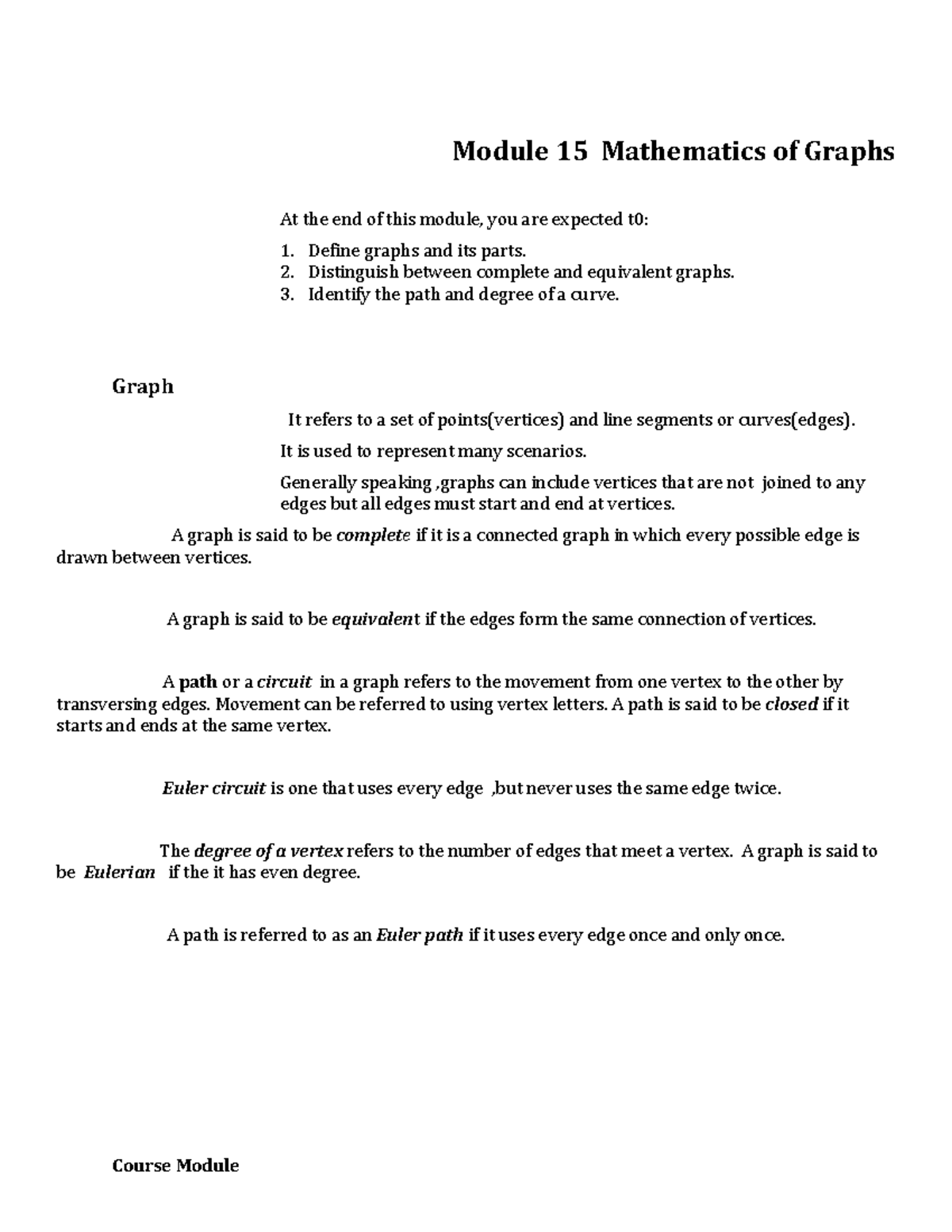 W13- Module 014 Mathematics of Graphs - Course Module Module 15 ...
