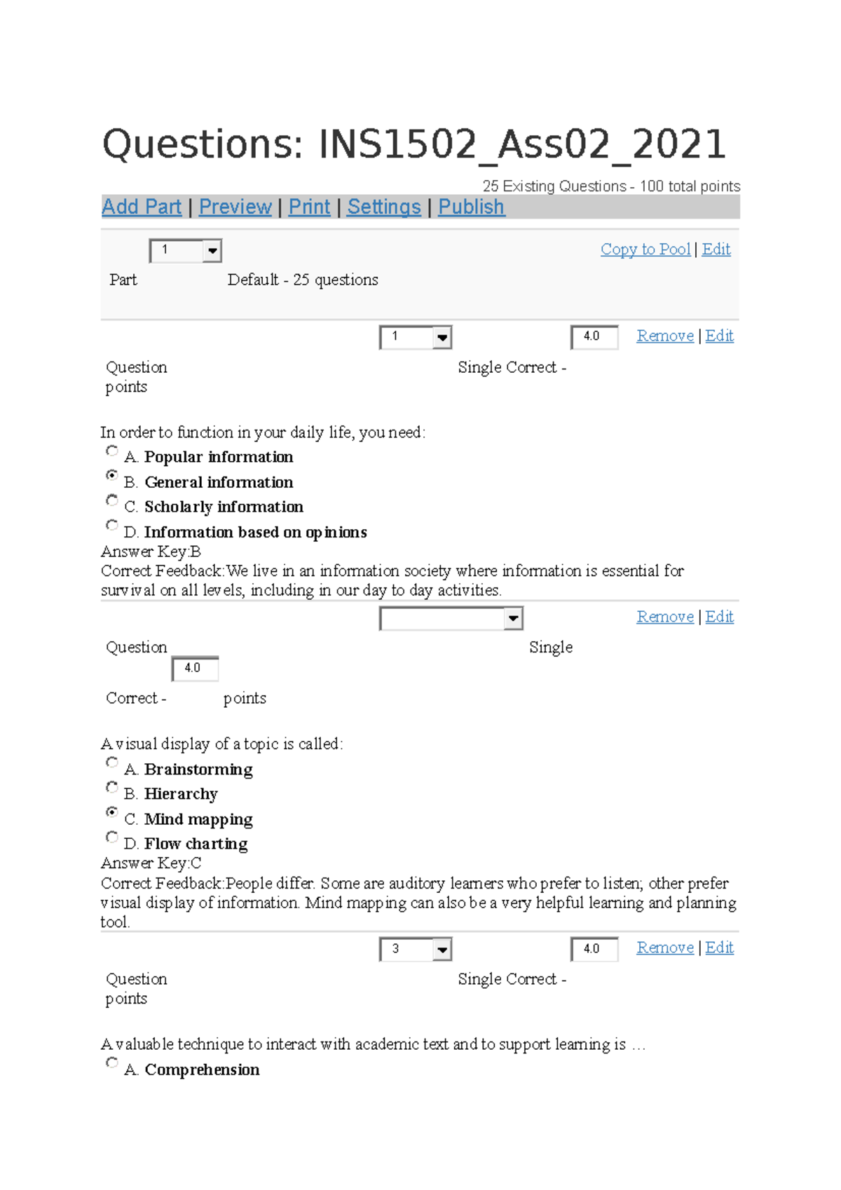 INS1502-21 SUMMARY NOTES - Questions: INS1502_Ass02_ 25 Existing ...