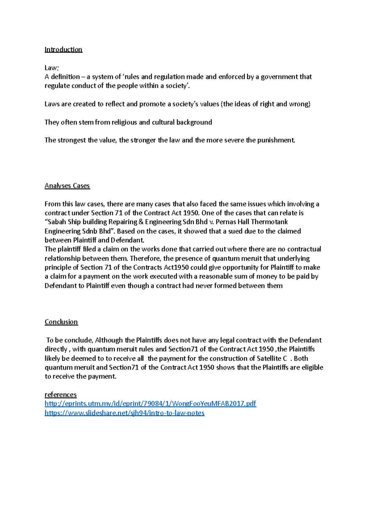 Introduction on research topic - Introduction Law; A definition – a ...