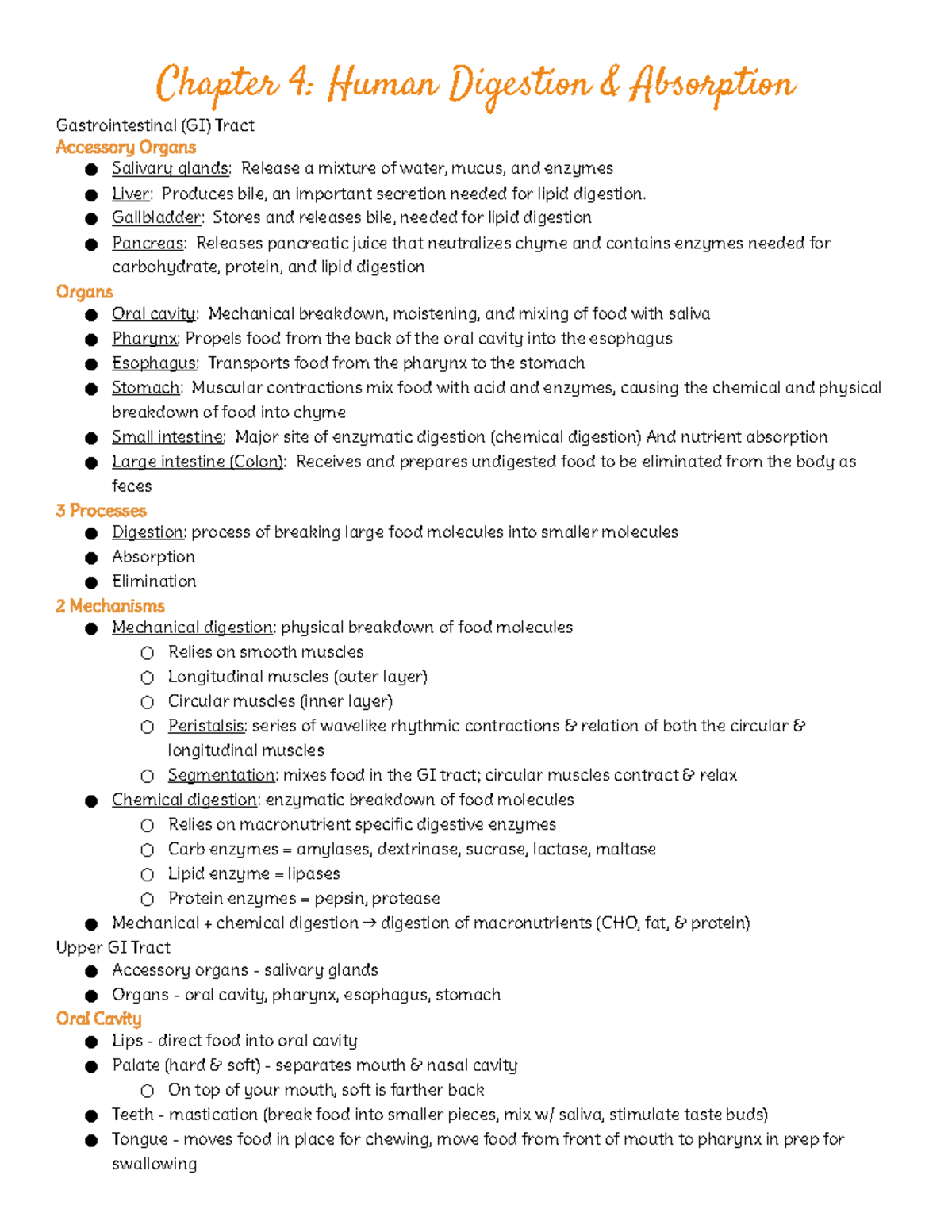 Chapter 4 Human Digestion Absorption - Chapter 4: Human Digestion ...