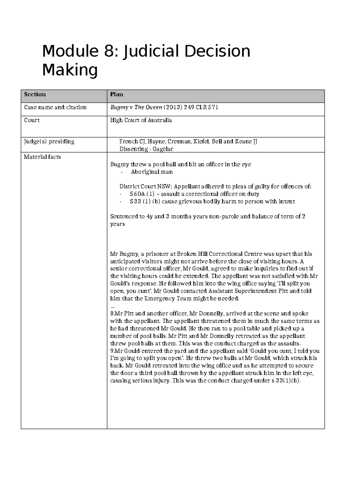 Module 8 lecture notes - Module 8: Judicial Decision Making Section ...
