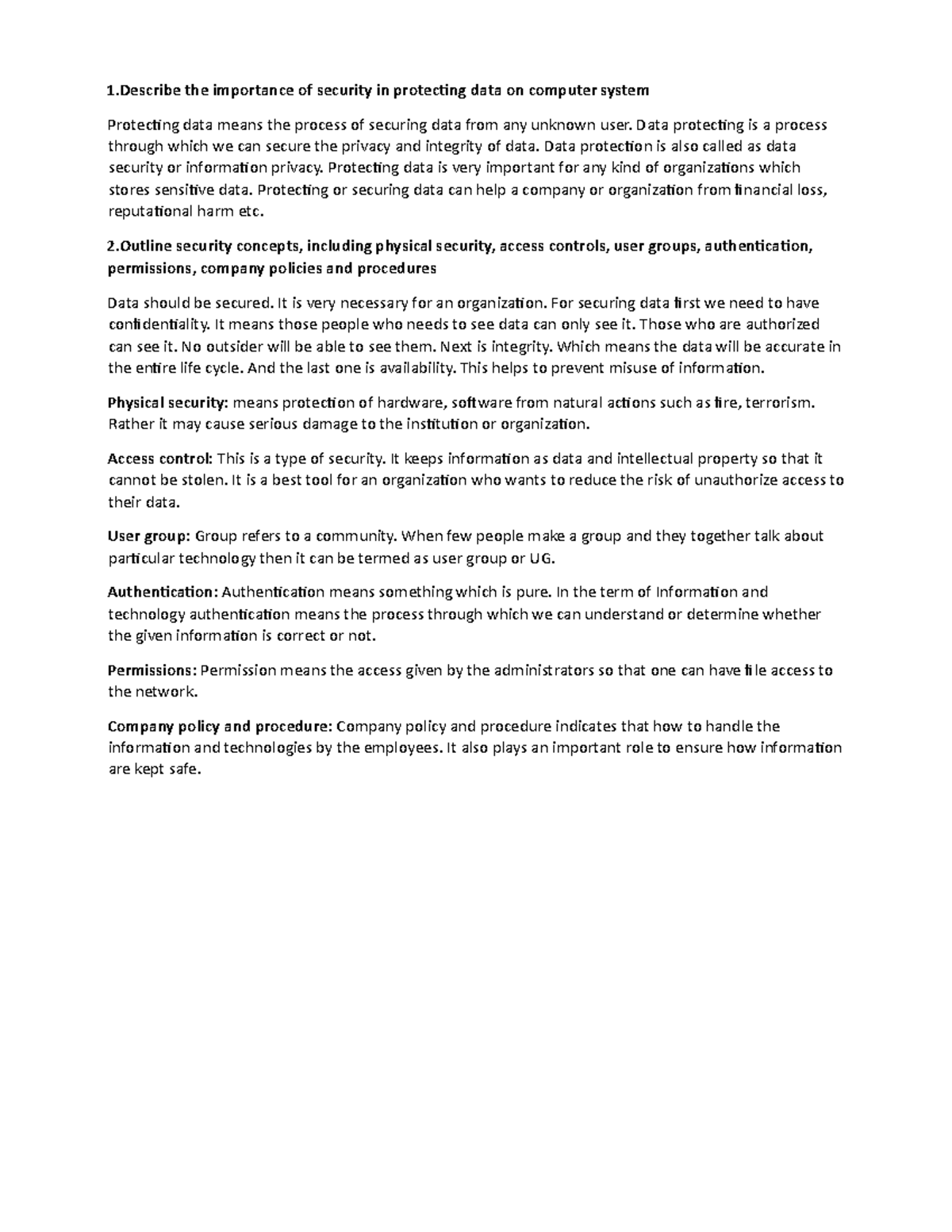 Assignment (Security) - 1 the importance of security in protecting data ...